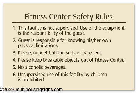 Gym & Fitness Center Rule Signs | GSS-FC1624 | MultiHousingSigns.com