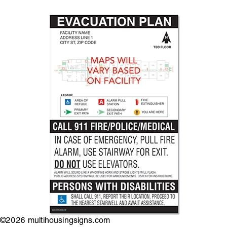 CA Stair/Elevator/Entrance Evac Map - Large - Acrylic (EVP-1711-CA-2-A ...